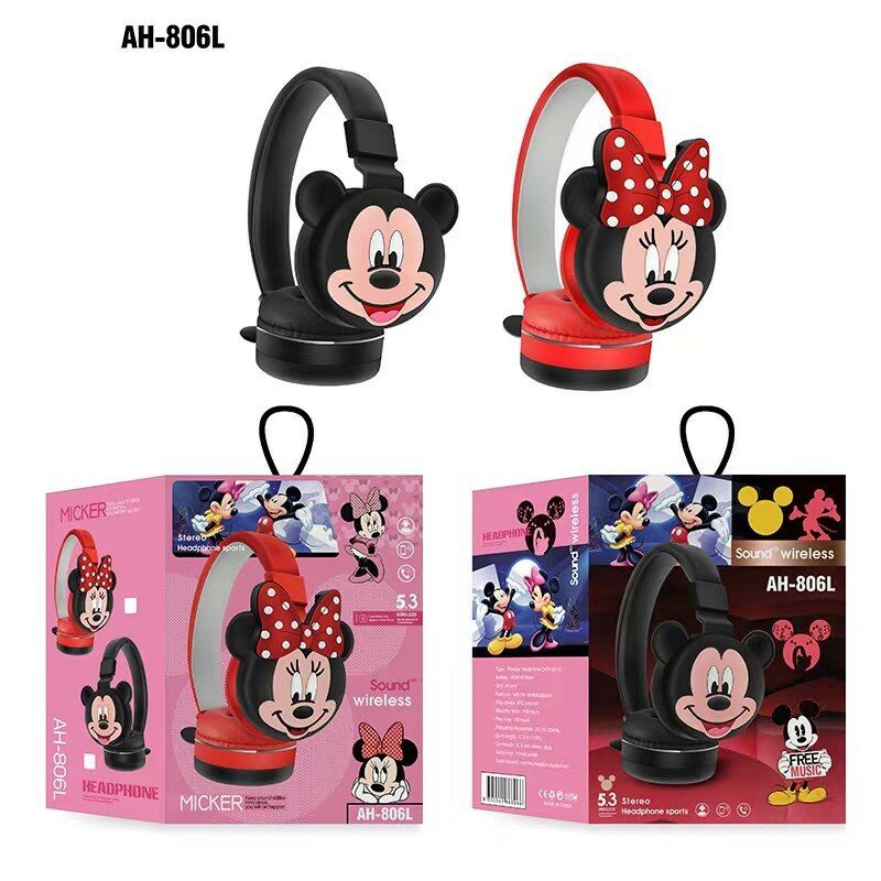 Милые беспроводные наушники Minnie Mouse красный, Беспроводные наушники-обод