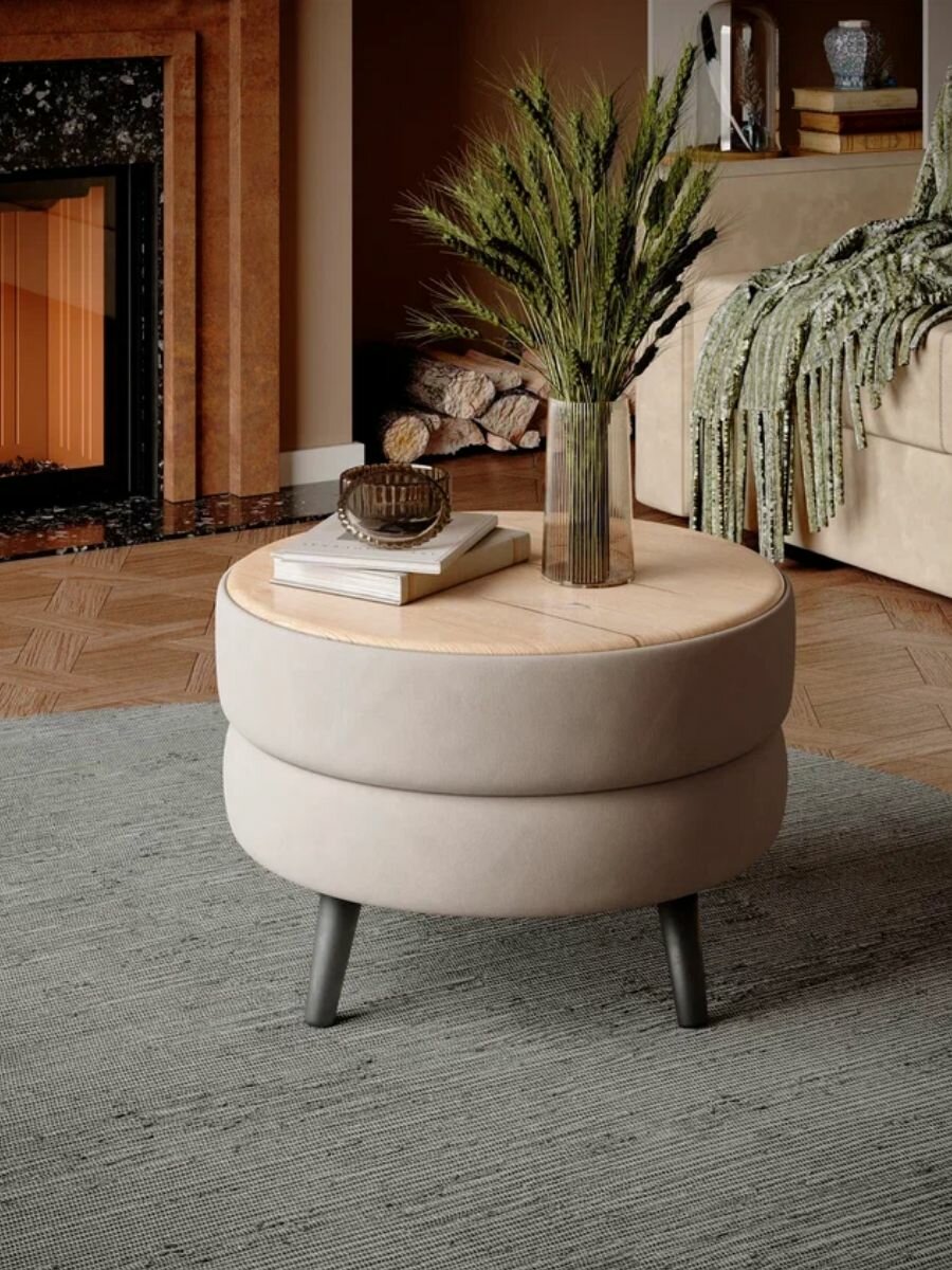 Домани Журнальный стол Рамус , 640х440х440, бежевый/МДФ дуб канадский, для гостиной, для спальни, для детской