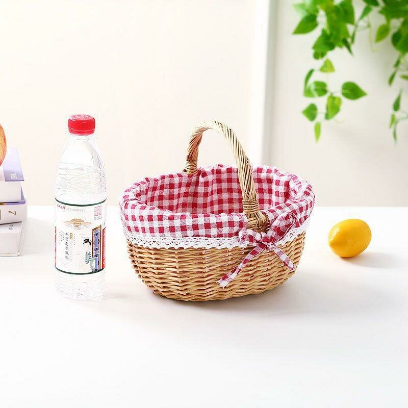 Плетёная корзина для хранения, корзина для покупок, маленькая бамбуковая корзина, подарочная корзина, плетёная корзина для фруктов, портативная корзина для продуктов, в деревенском стиле.