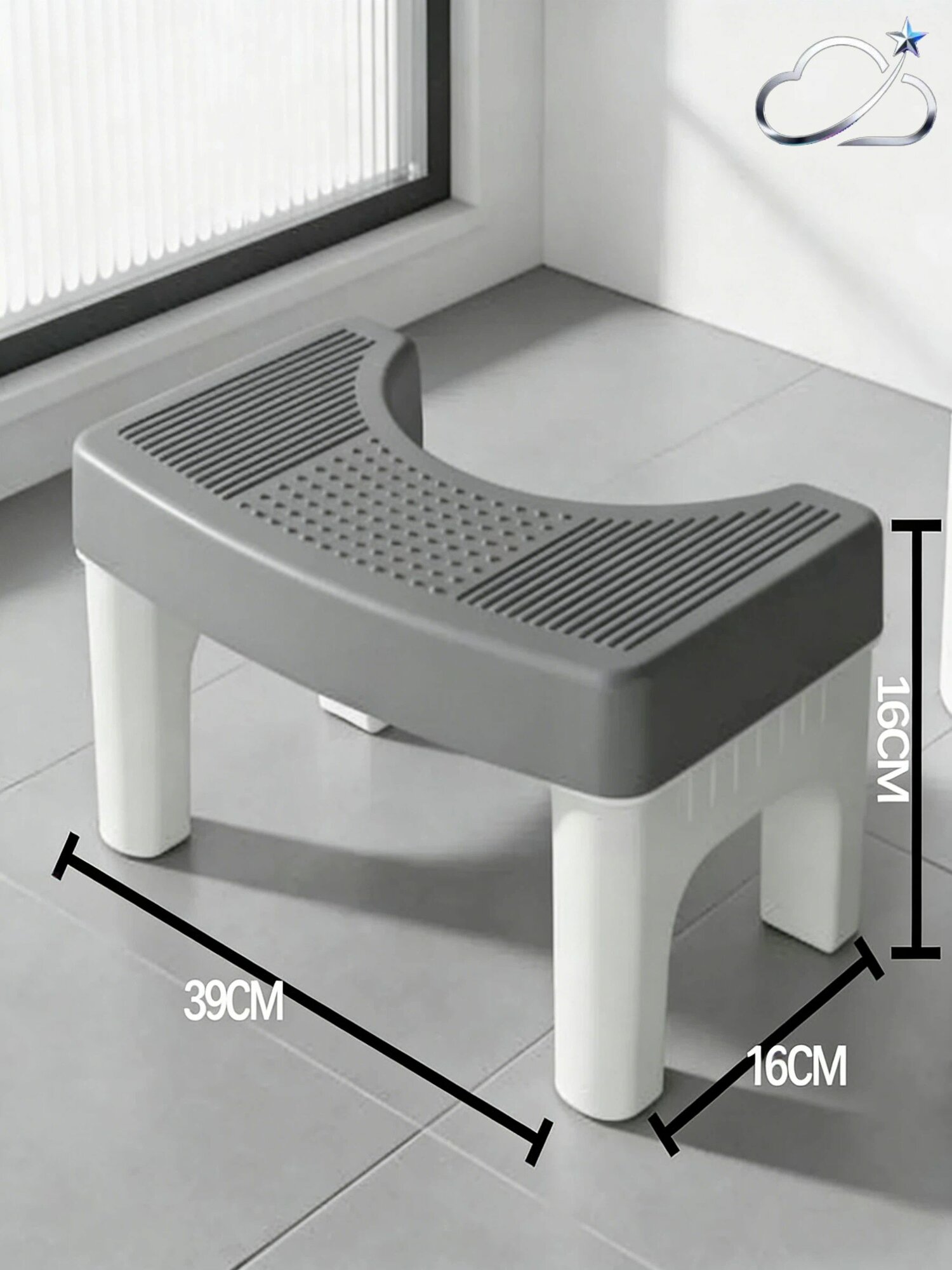 Туалетный Табурет Подставка для ног, серый, 39*22*16 см,1шт, Можно разместить в ванной.
