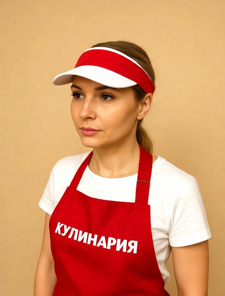 Козырек белый с красным (ткань плащевая)