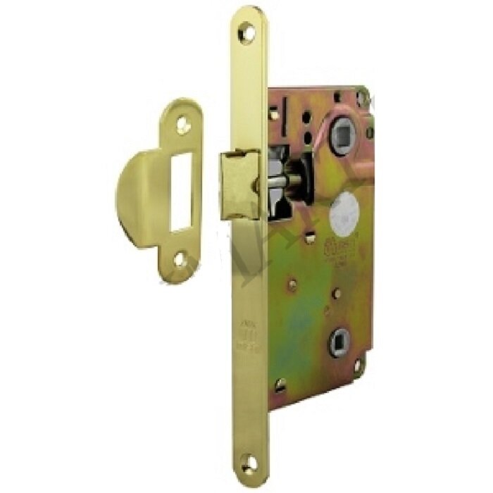 Замок врезной межкомнатный под фиксатор 90 мм MSM L 90 T PB цвет: золото