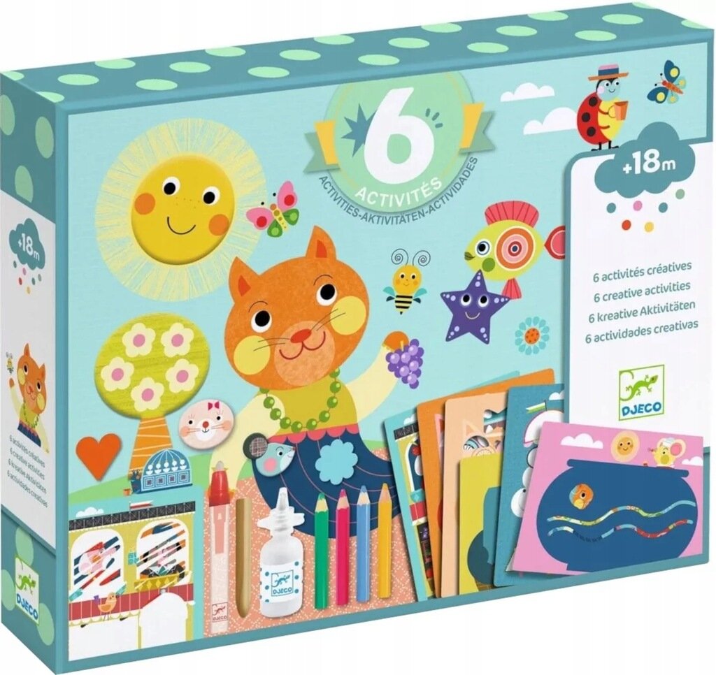 Набор для творчества Djeco - Набор из 6 видов художественных занятий "Котенок и друзья" - DJ09292