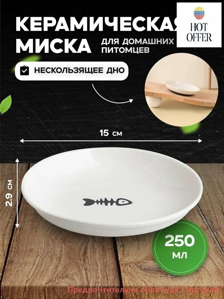 Керамическая миска для кошек, устойчивая конструкция, не опрокидывается, практичная кормушка для домашних питомцев