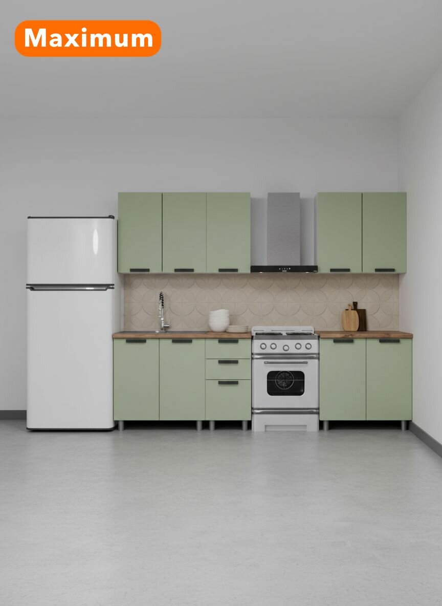 Кухня "Осака" 2м, зеленый