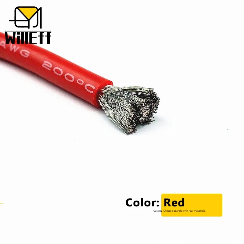 Силиконовый кабель провод луженный 8AWG-20AWG красный синий 22 AWG - 1.7mm, Red, 5m