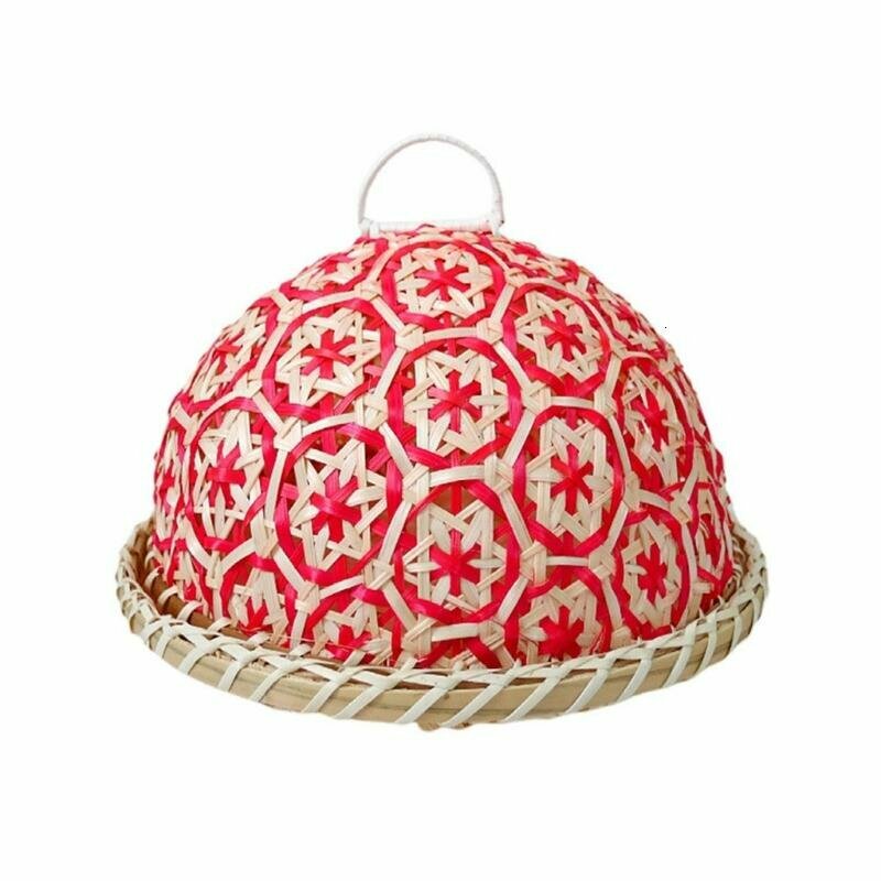 Корзина из натурального ротанга для хранения фруктов и хлеба, красный