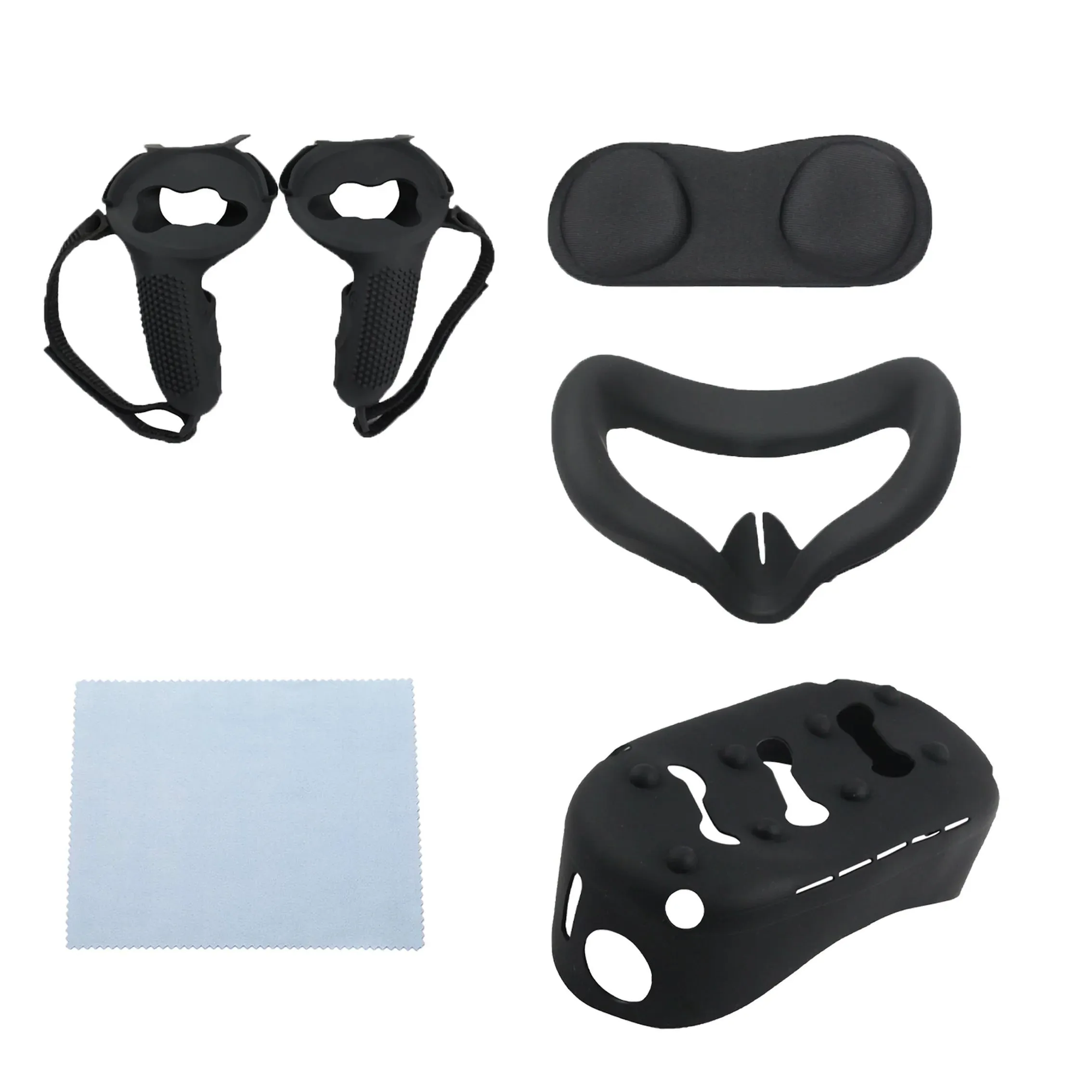 Набор защитная маска и силиконовые чехлы на контроллеры и шлем Oculus Quest 2 + защита линз и салфетка
