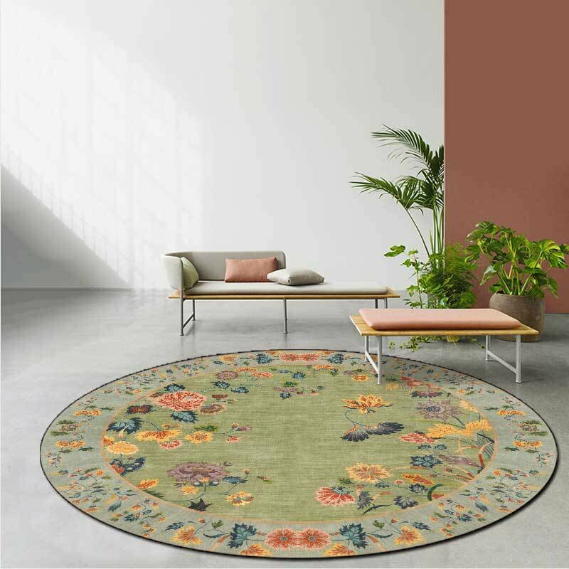 Новый круглый нескользящий ковер с цветами в китайском стиле, 120 см