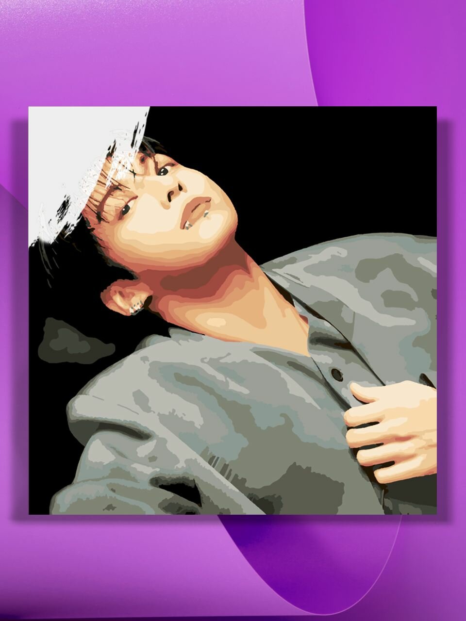 Картина по номерам на холсте BTS - Чонгук на черном фоне, 40 х 40 см