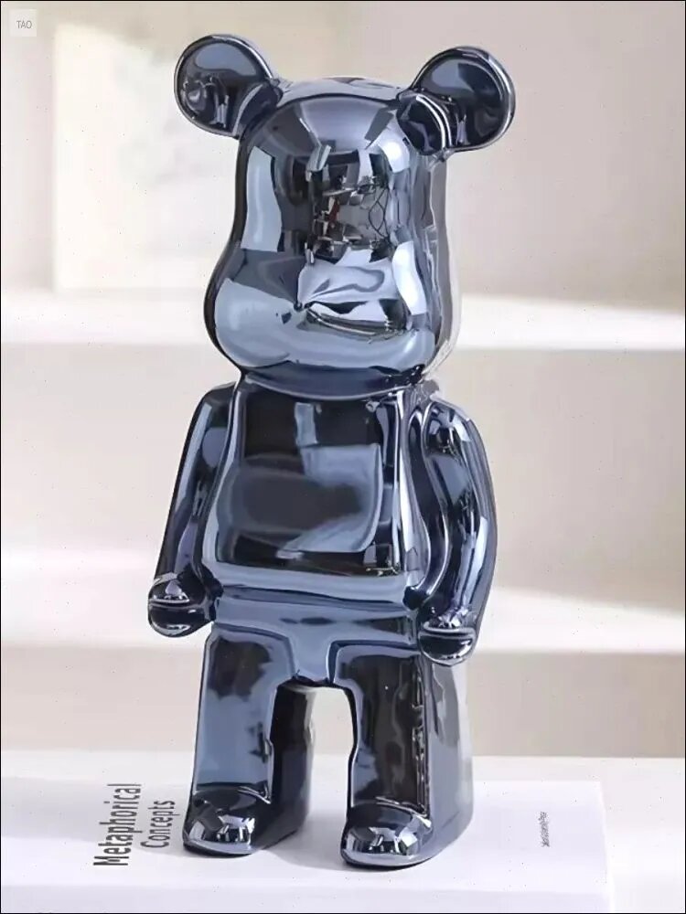 Керамическая статуэтка копилка мишка Bearbrick 35 см черно-синяя, для дома