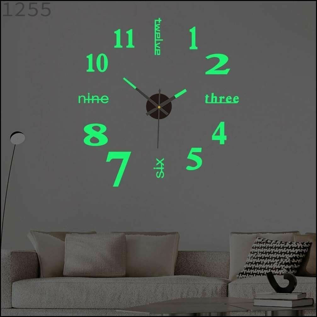 Безрамные DIY 3D зеркальные настенные часы для домашнего офиса Декор11