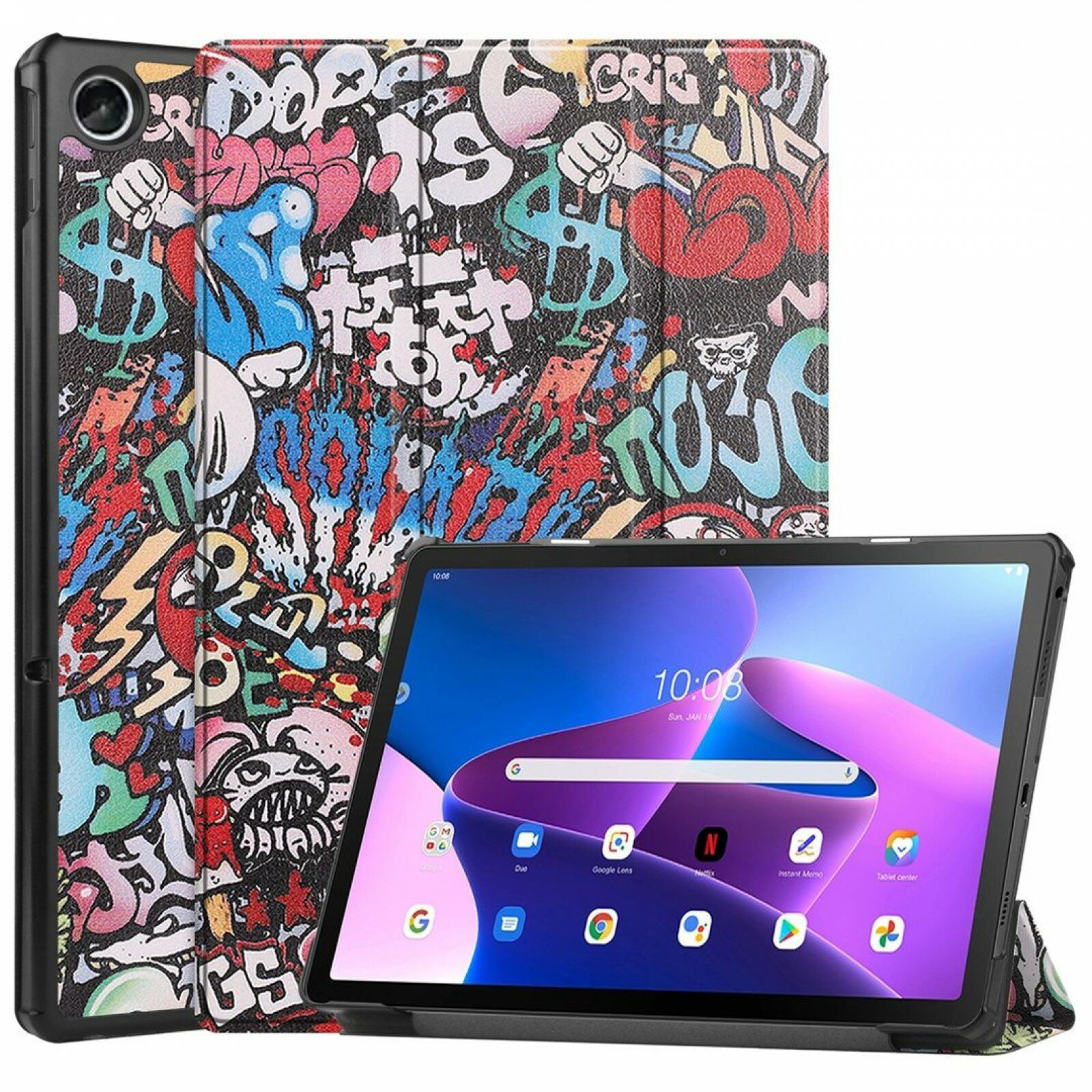 Защитная оболочка MyPads для планшета Lenovo Tab M10 Plus 3rd Gen с ярким граффити-дизайном