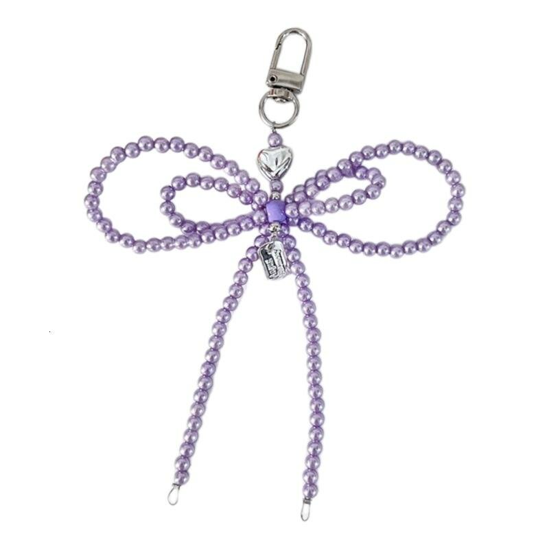 Серебряный кулон-бант с сердцем, Фиолетовый