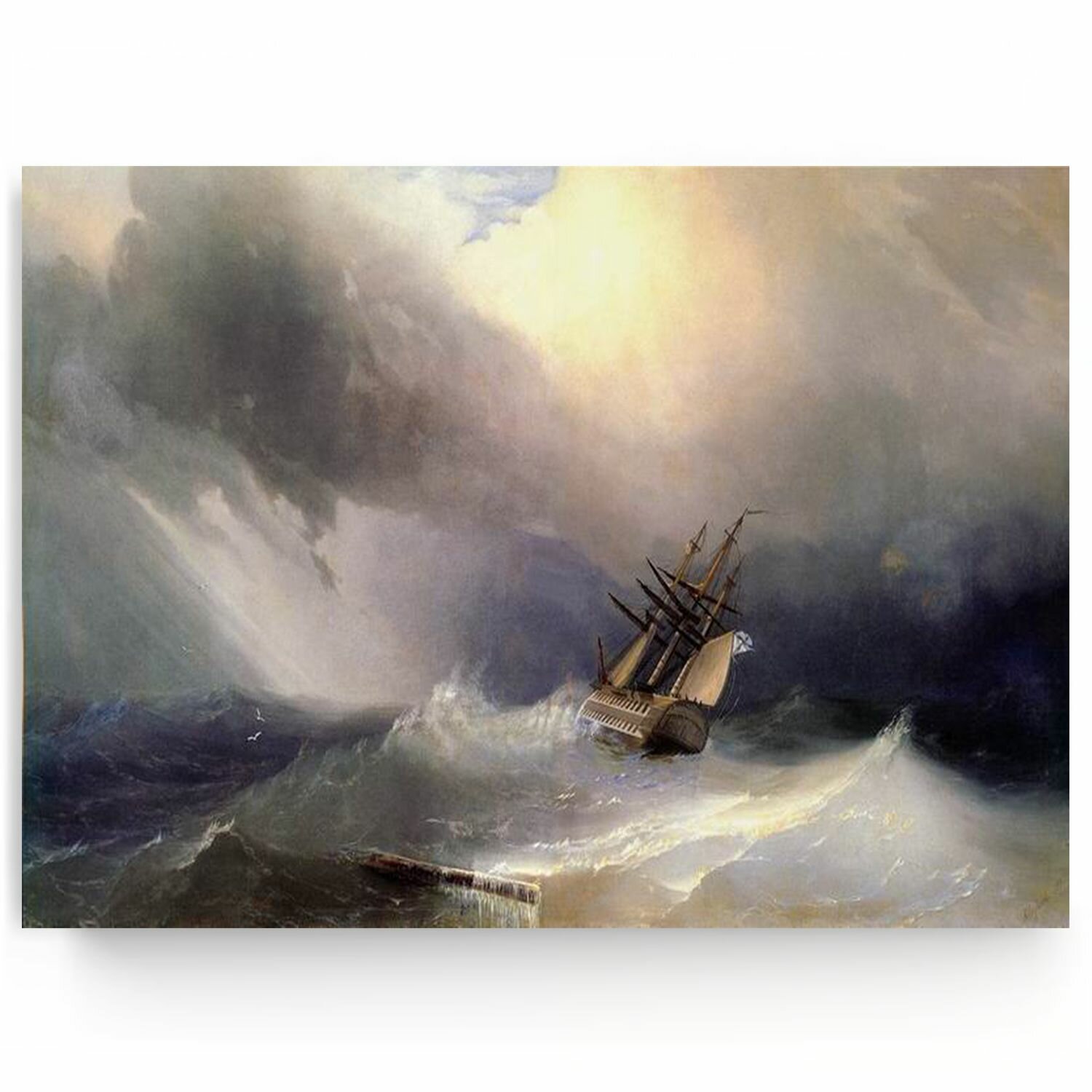 Репродукция / Картина на холсте, Иван Айвазовский "Шторм", 50х70 см.