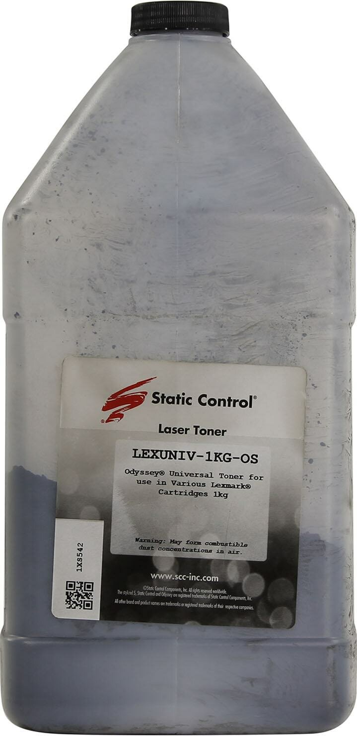 Тонер Static Control LEXUNIV-1KG-OS, черный, флакон 1000 гр, для принтера Lexmark T420/422/650