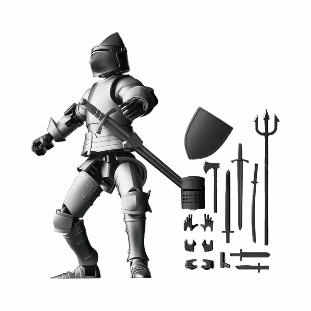 Статуя модели средневекового рыцаря-робота в доспехах 15-го поколения