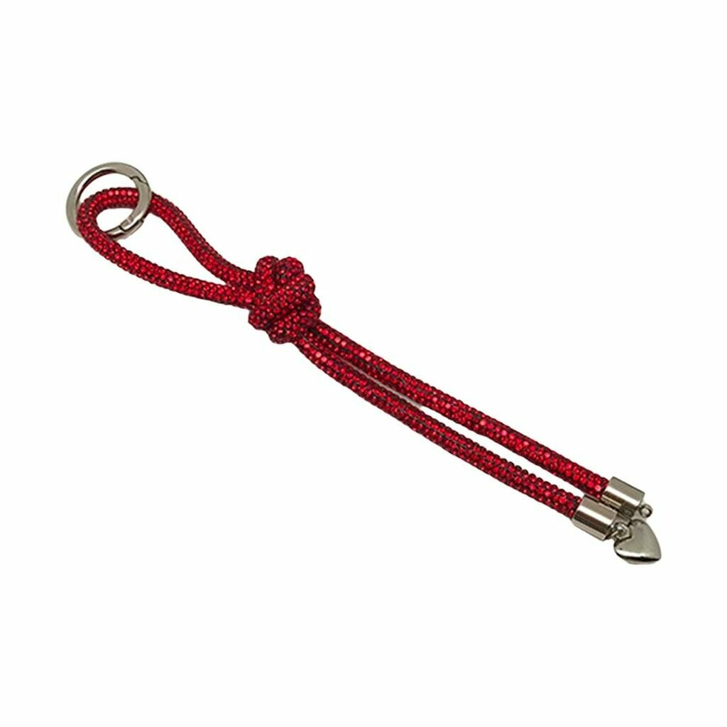 Сердцевидный ключ-шнур с горным хрусталём, красный