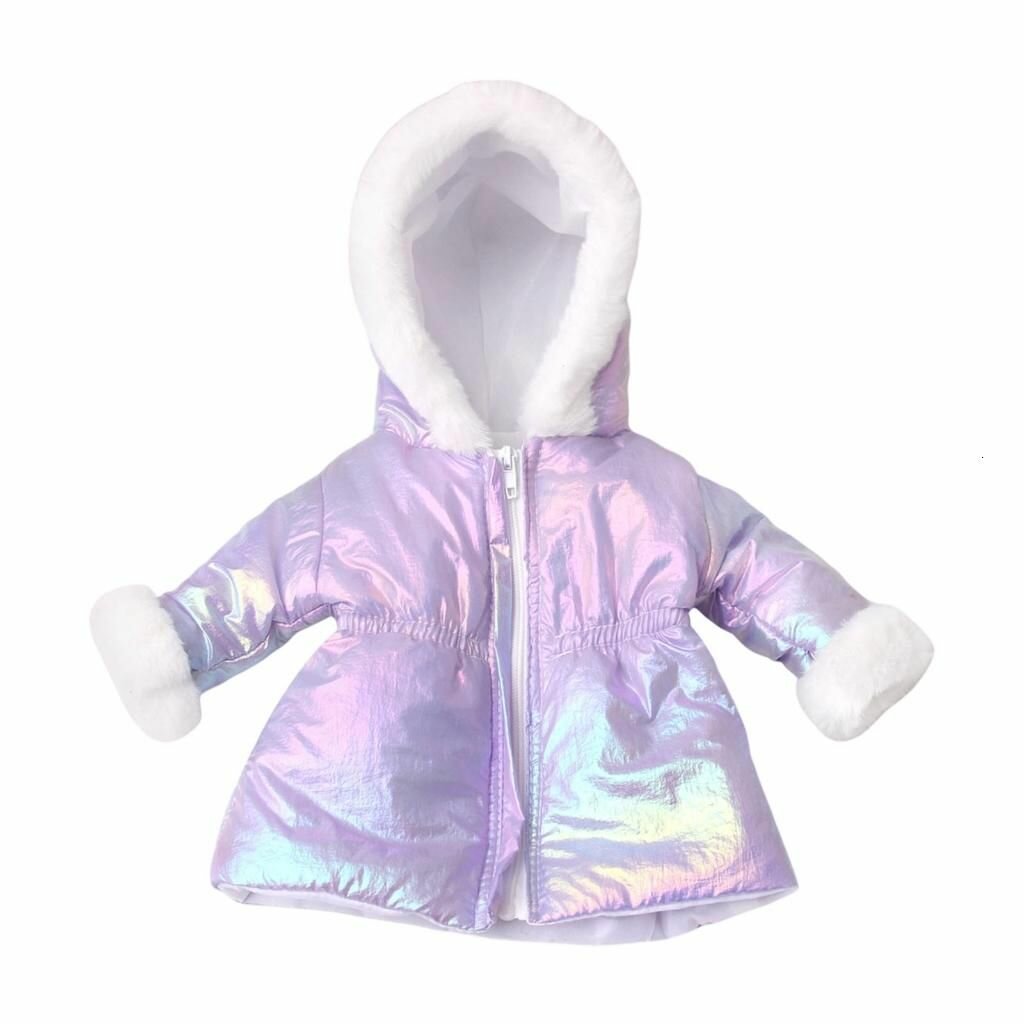 Теплое длинное пальто для куклы 45 см, из мягкого плюша, Фиолетовый