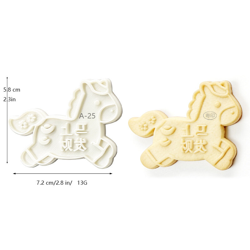 Форма для печенья в виде лошадки к Году Лошади 2026, пресс для печенья с изображением лошаденка к Новому году и Празднику весны.