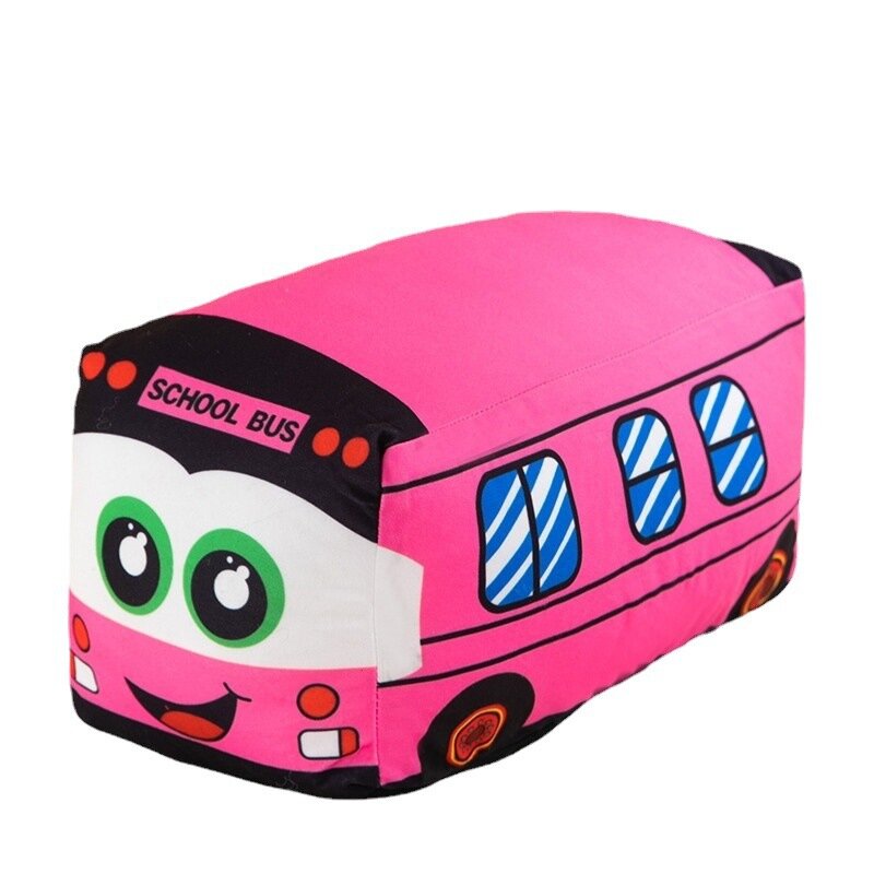 Мягкая плюшевая игрушка в виде мультяшного фургона, 20 см, с улыбающимся лицом, розовый миниатюрный школьный автобус для малышей, легкая плюшевая кукла для украшения детской комнаты мальчика или девочки.