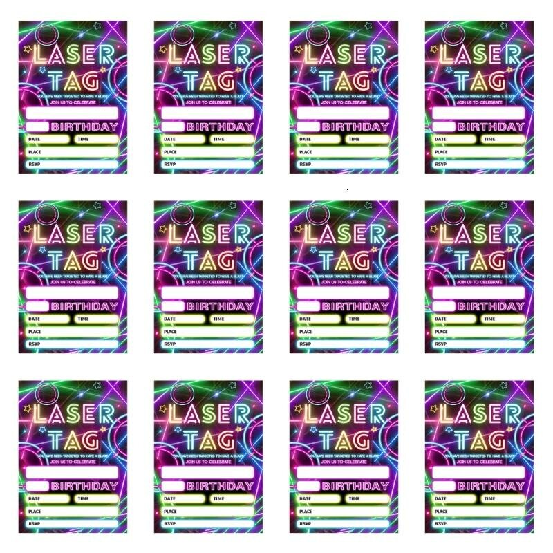 Чёрные пригласительные на день рождения, 12 шт, 5