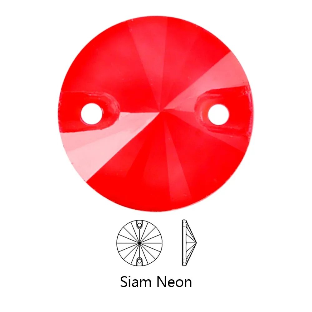 Стразы пришивные Siam Neon, 10 мм, красные, 72 шт