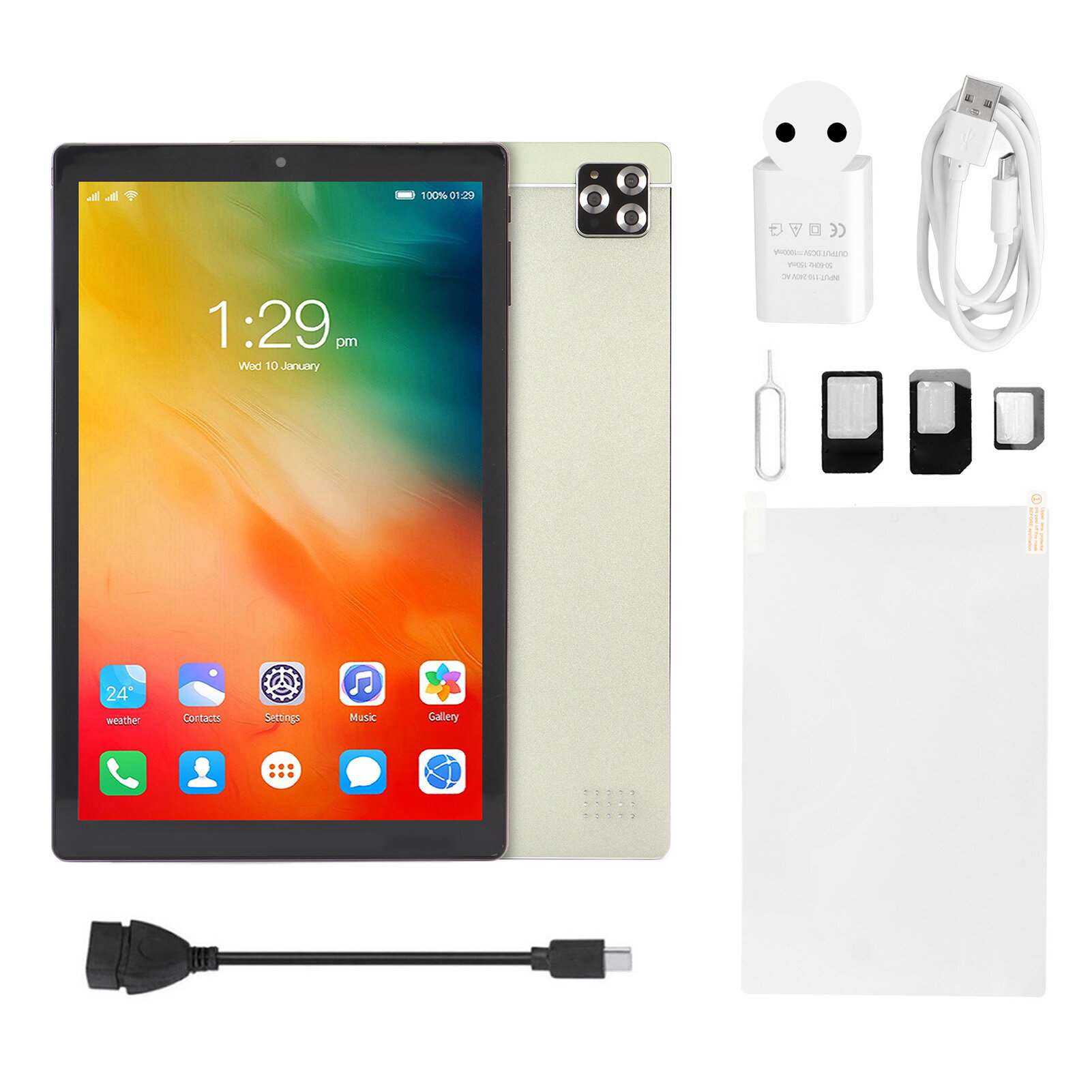Планшет 10,1 дюйма, 8 ГБ ОЗУ, 128 ГБ ПЗУ, 8ядерный, двойная камера, 4G LTE, 3 слота для карт, 7000 м