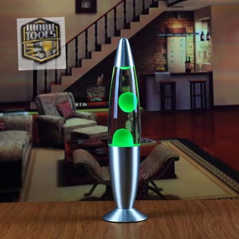 Лава-лампа Зеленый/Серебристый 13-дюймовый металлический корпус для гостиной