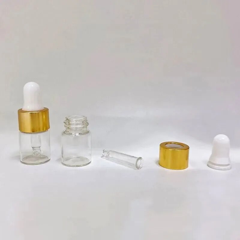 Флакон 2мл стеклянный с крышкой с пипеткой. Набор 50 шт. Белый