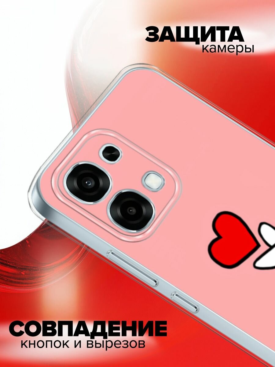 Силиконовый чехол на Oppo A6 Pro / Оппо A6 Про с принтом сердечки — фото 1