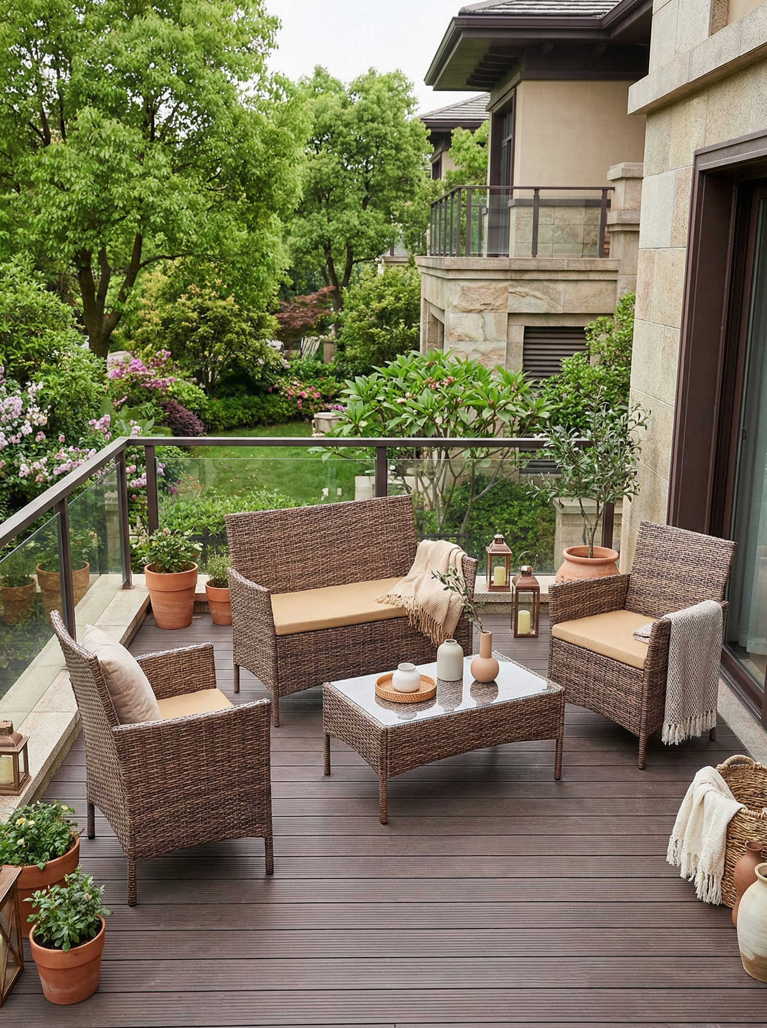 Комплект из искусственного ротанга Киото (Kioto), капучино