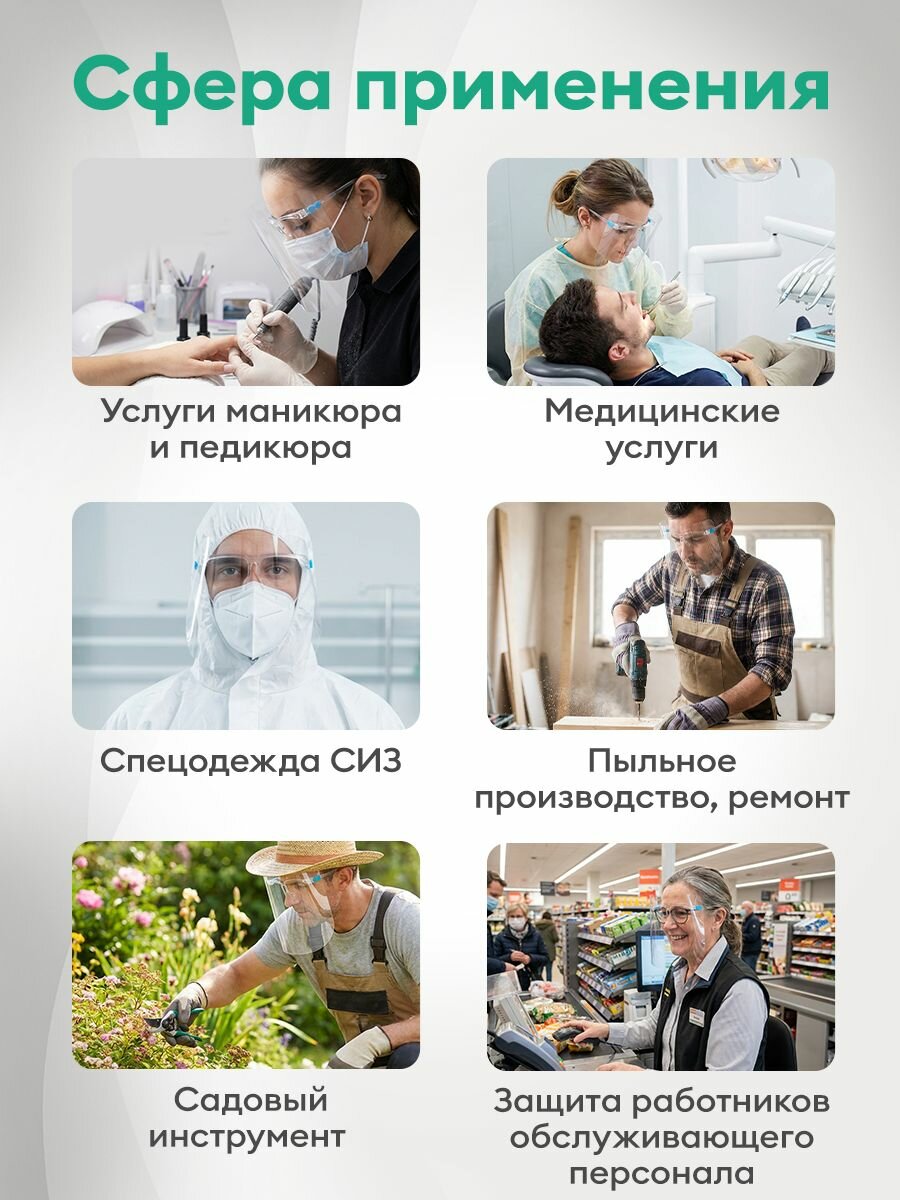 Защитный экран для лица iulkapu, щиток защитный прозрачный, пластик, многоразовый, защита от брызг — фото 1