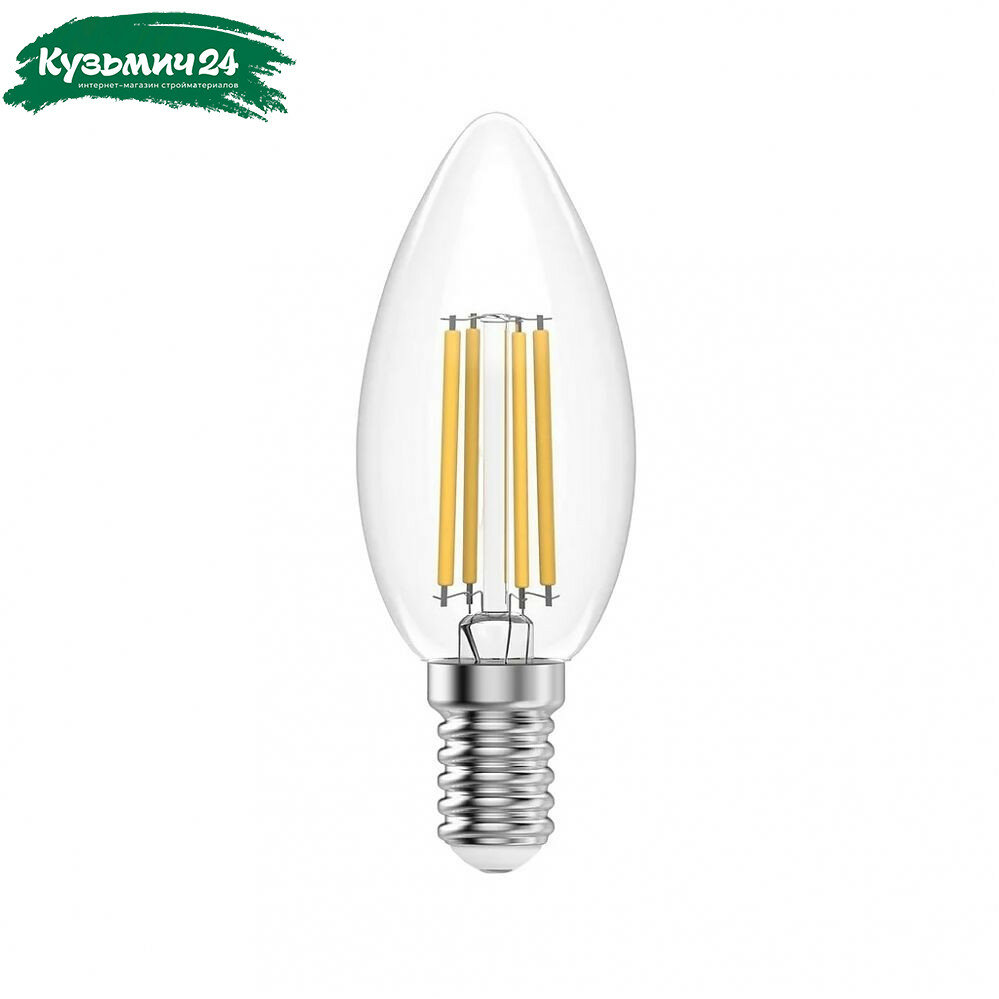 Лампа светодиодная филаментная Gauss Filament Elementary Свеча 32118, Е14, 8Вт, 2700К, теплый белый свет