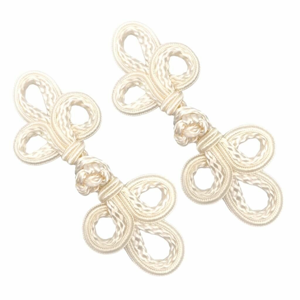 2 шт. Застежки-лягушки в китайском стиле для пальто, кардигана, бежевые, 6x14 см