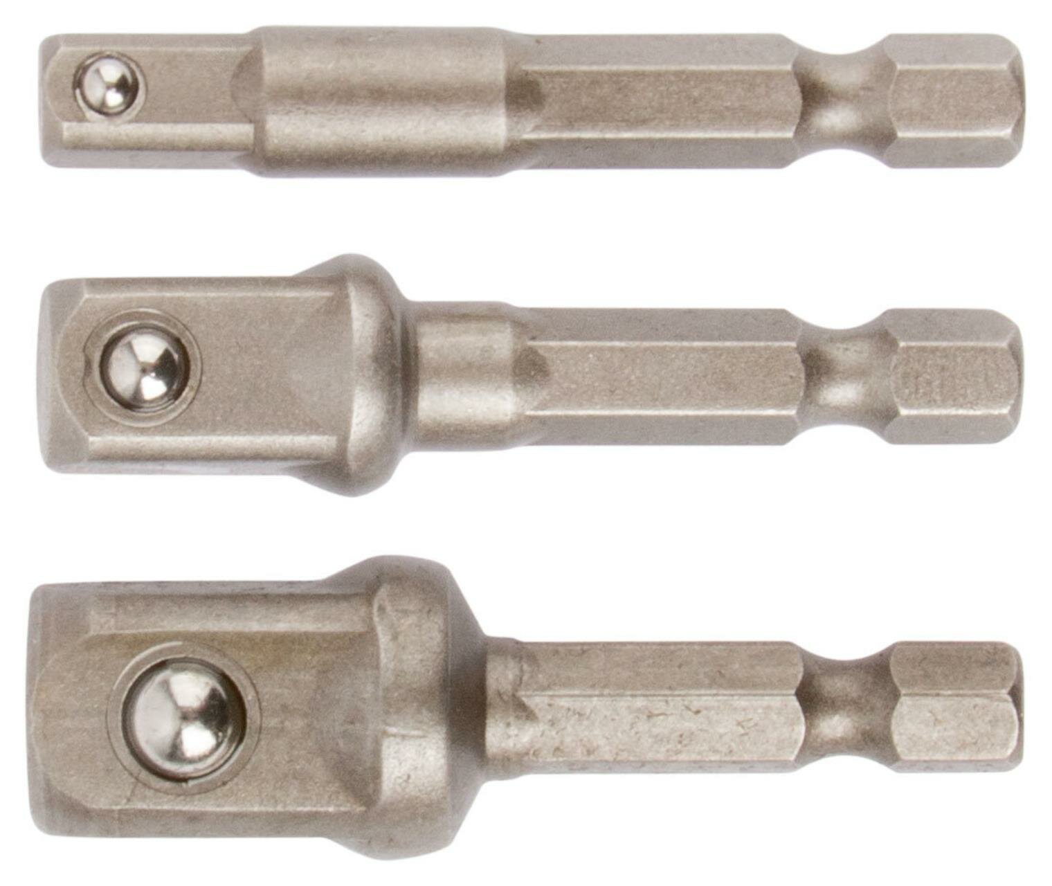 Адаптеры под головки с хвостовика U-типа под биты, набор 3 шт, легированная сталь