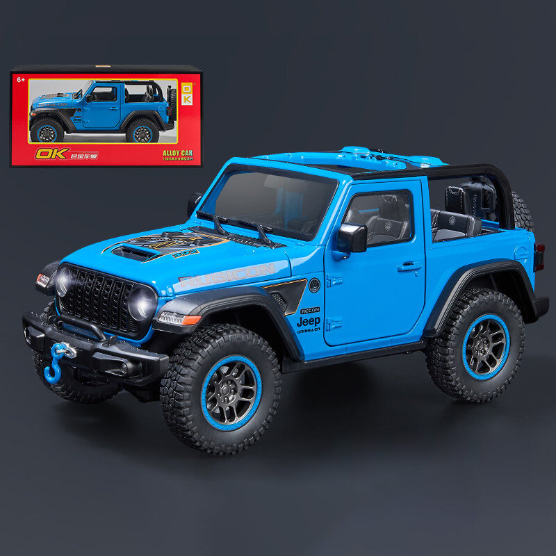Крупномасштабная модель автомобиля 1:18 Jeep Wrangler Rubicon Открытое издание , Детские игрушки для автомобилей, Модель из сплава, Со звуком и светом