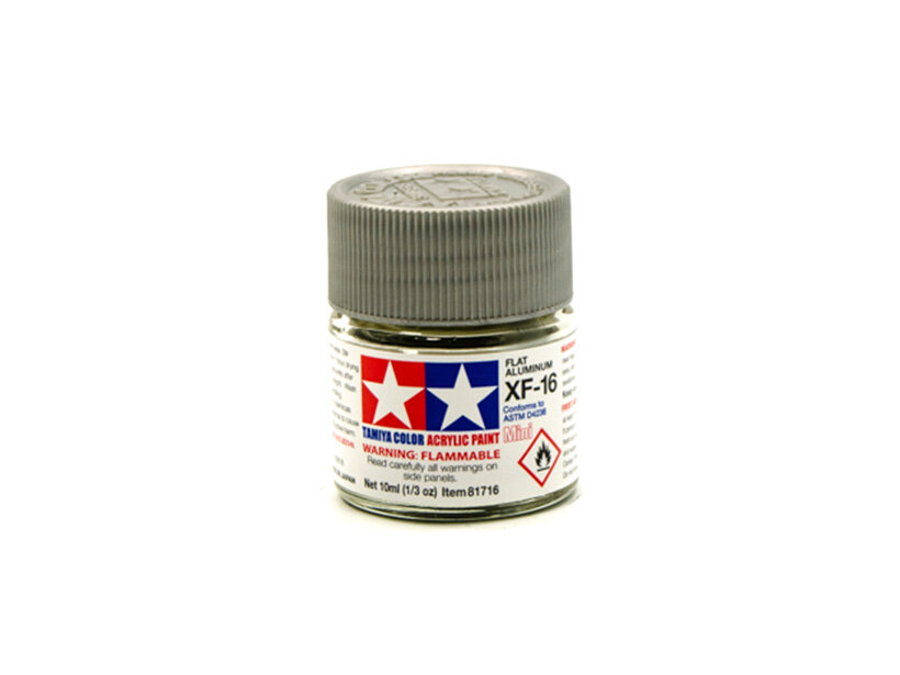 XF-16 Flat Aluminum, acrylic paint mini 10 ml. (Алюминий матовый металлик) Tamiya 81716