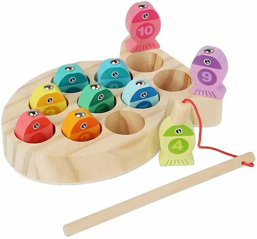 Магнитная рыбалка КНР Рыба, деревянная, развивающая, 1 удочка