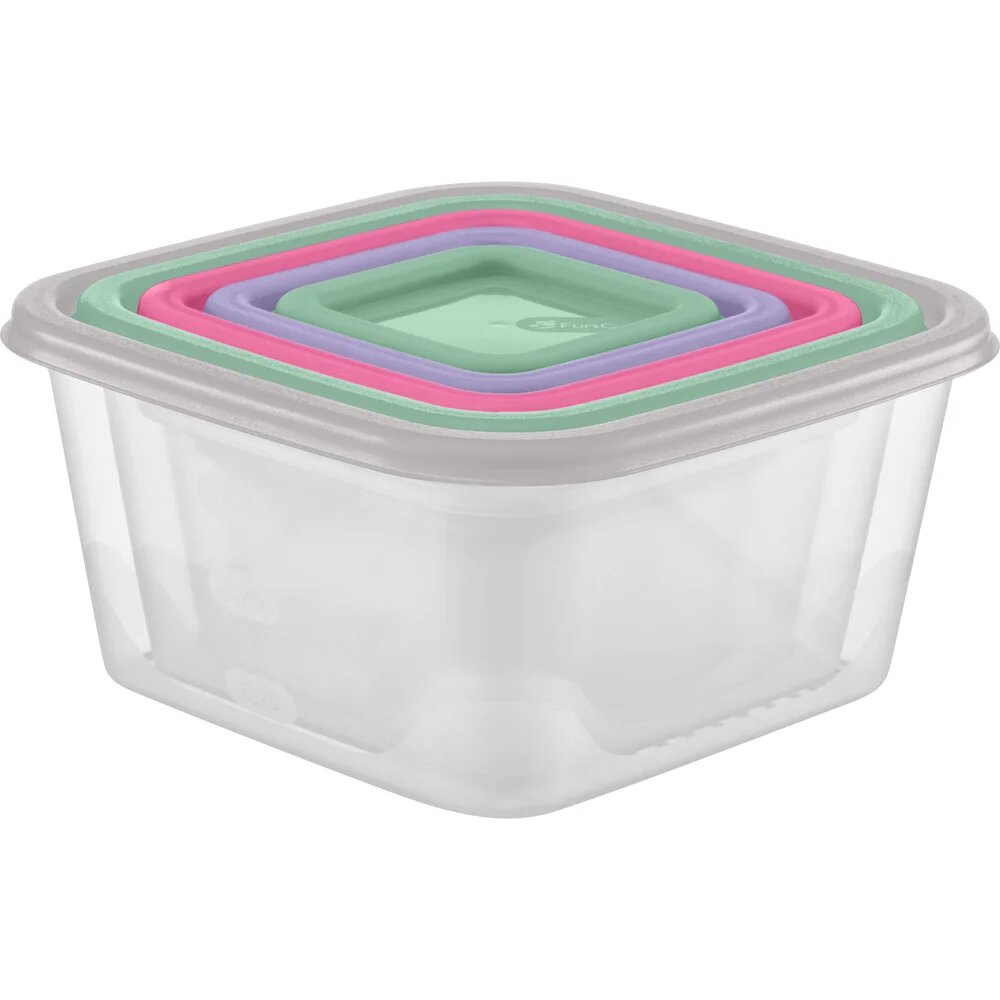 Набор квадратных емкостей для продуктов FunCook Fusion 5шт (1,7л; 1,1л; 0,63л; 0,33л, продуктов