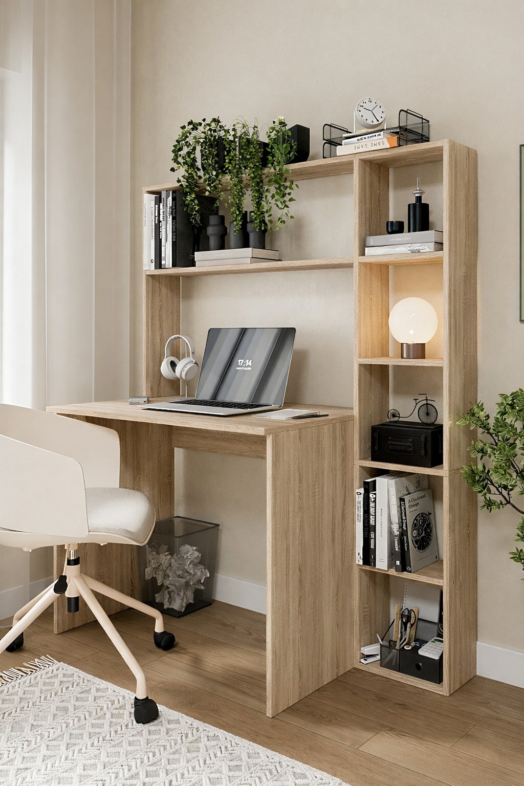 Стол письменный, стол компьютерный со стеллажом, стол для школьника со стеллажом, 120*60*150 цвет Сонома