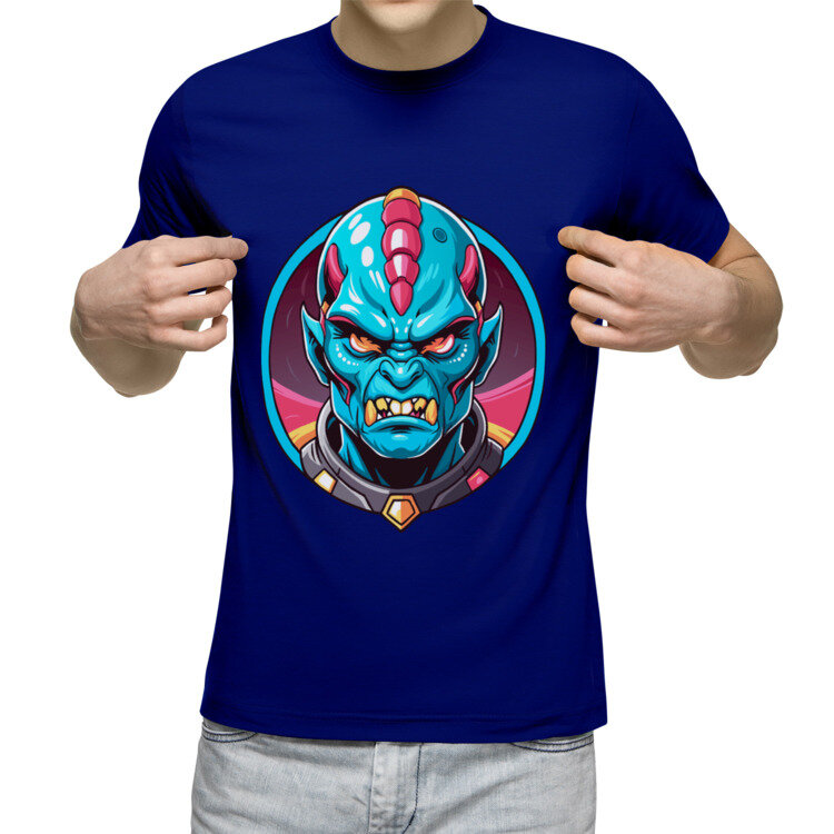 Мужская футболка «Межгалактический воин» (синий, 2XL)