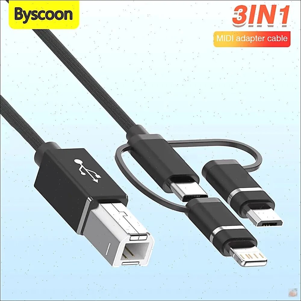 Кабель для компьютерной периферии Byscoon MIDI adapter cable, 1 м, черный