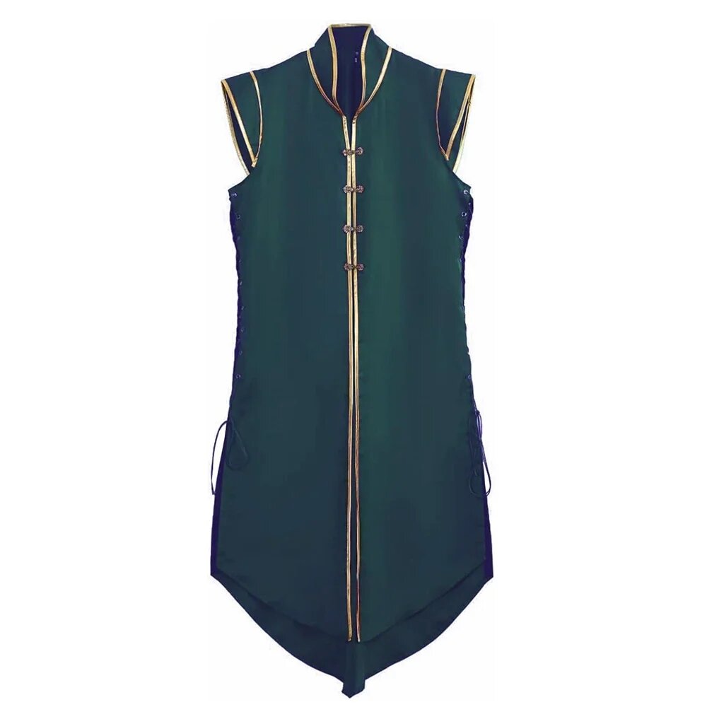 Мужской жилет викингов из полиэстера Темно-зеленый, S, Green