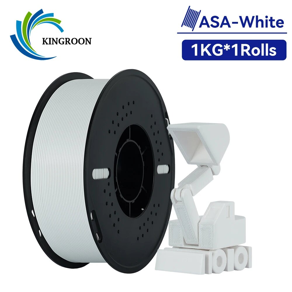 KINGROON ASA филамент 1/3/5/10 кг набор чёрный/белый/серый 1.75 мм 1KG White