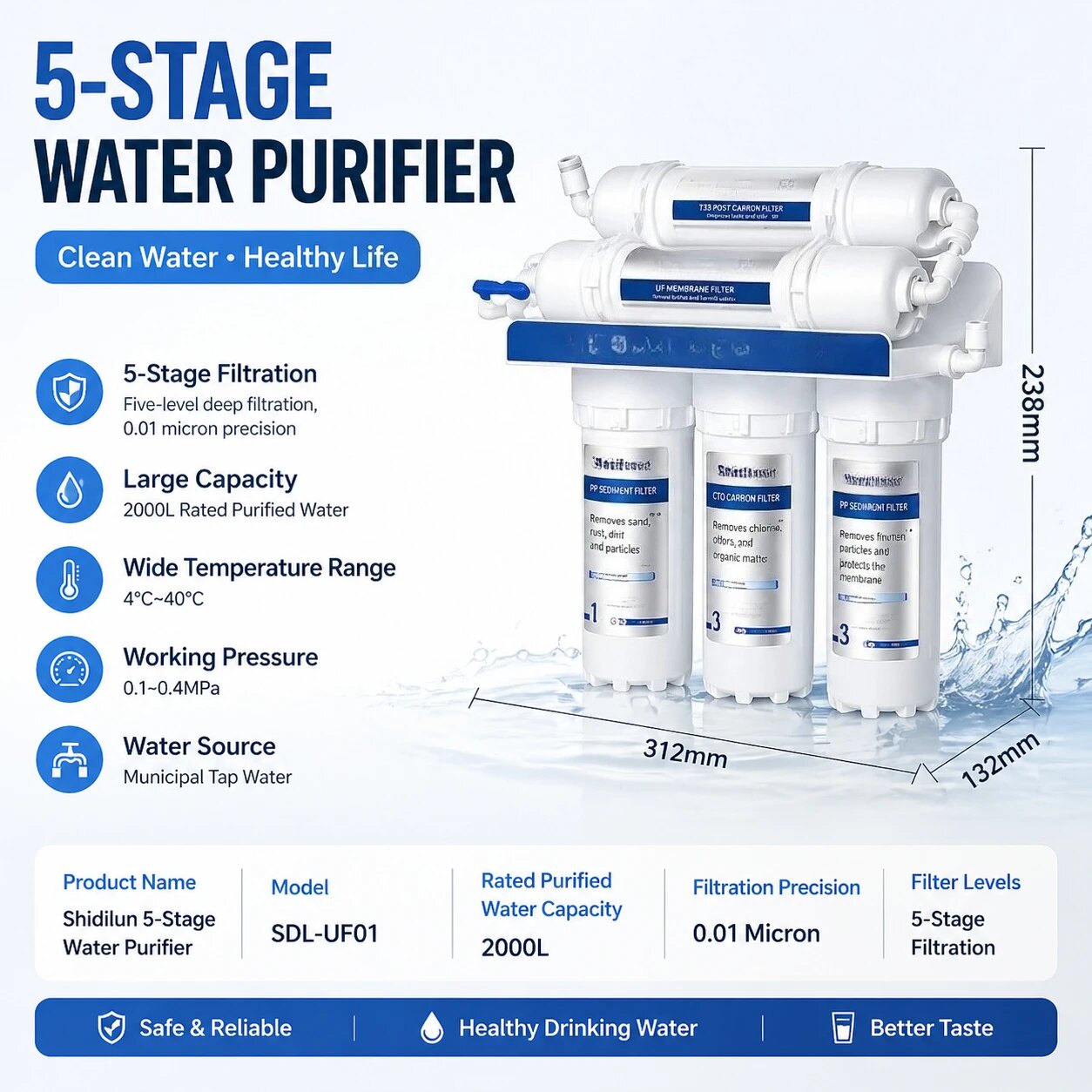 YANKE 5-ступенчатый ультрафильтрационный очиститель воды 5stage waterpurifier