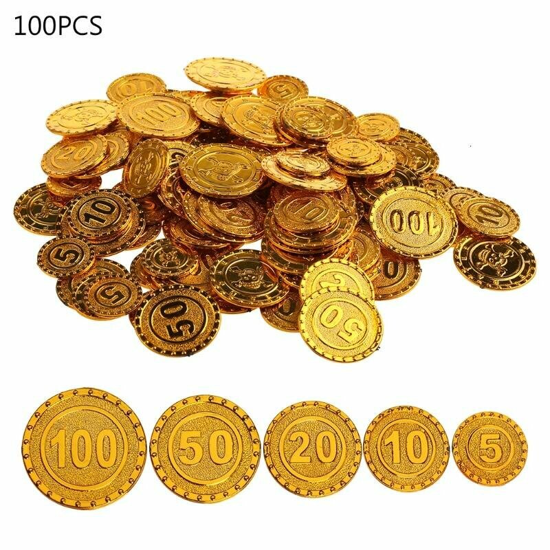 Золотые пиратские монеты (100 шт.)
