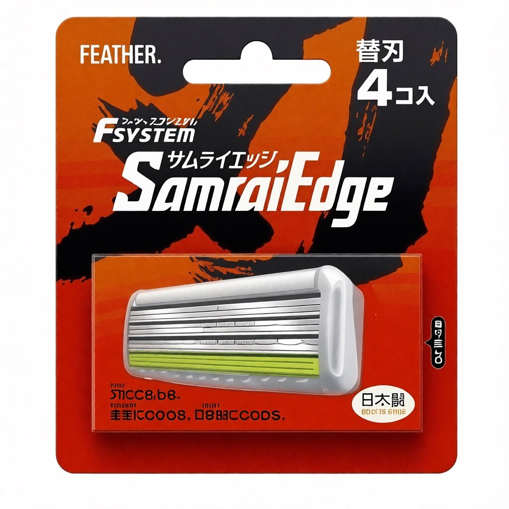 Сменные кассеты Feather F-System Samurai Edge 3 лезвия, 4 штуки