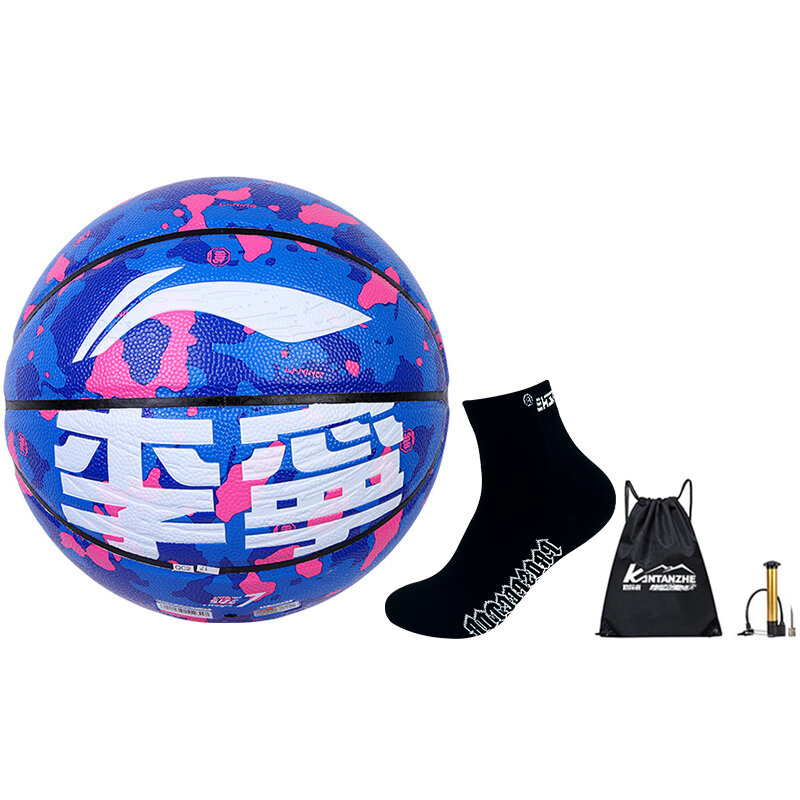Баскетбольный мяч мужской Li Ning Badfive Pu, сине-розовый белый, Размер 7