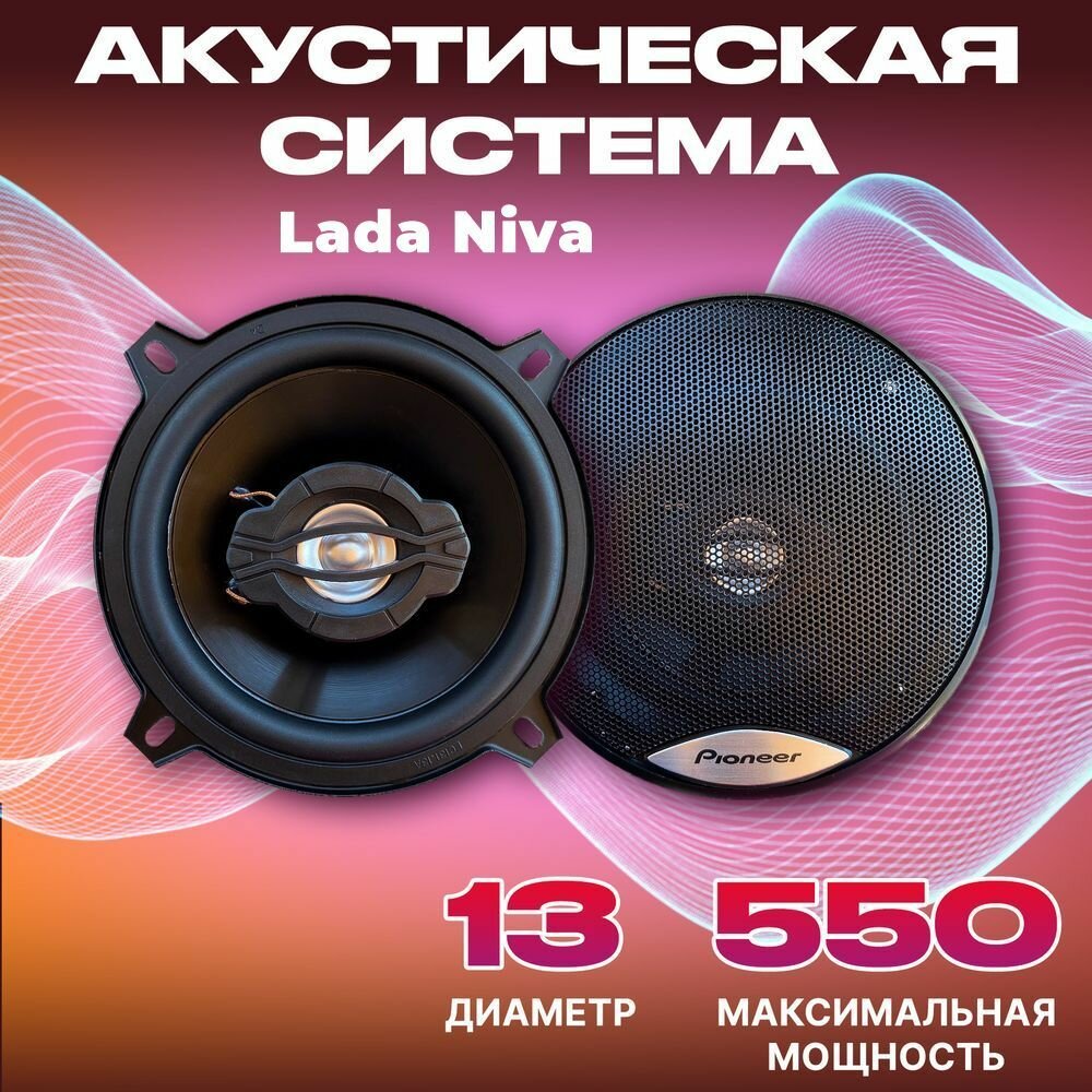 Динамики автомобильные Lada Niva (Лада (ВАЗ) Нива) / 2 колонки по 550 вт коаксиальная акустика 2х полосная / Круглые колонки 13 см (5 дюймов) твитер 30мм